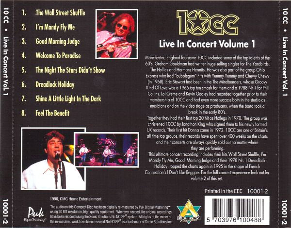 Live In Concert - Volume One by 10cc – discosdobau